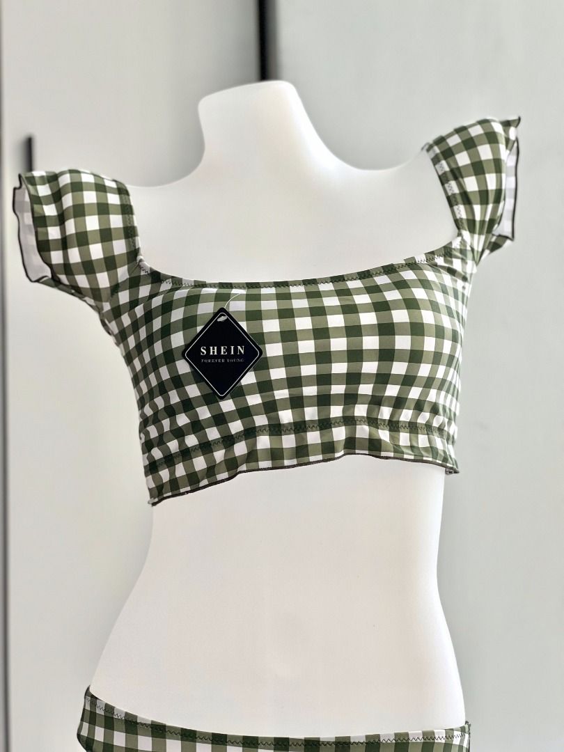 Green Gingham Bikini Swimsuit Womens Fashion Swimwear Bikinis And Swimsuits On Carousell