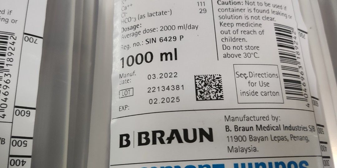 Hartmanns solution compound sodium lactate 1000ml 6 bottles, Pet ...
