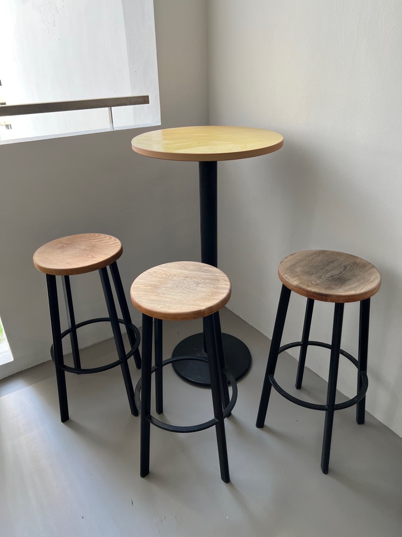 Set of High Table and 3 Stools, Furniture & Home Living, Furniture ...