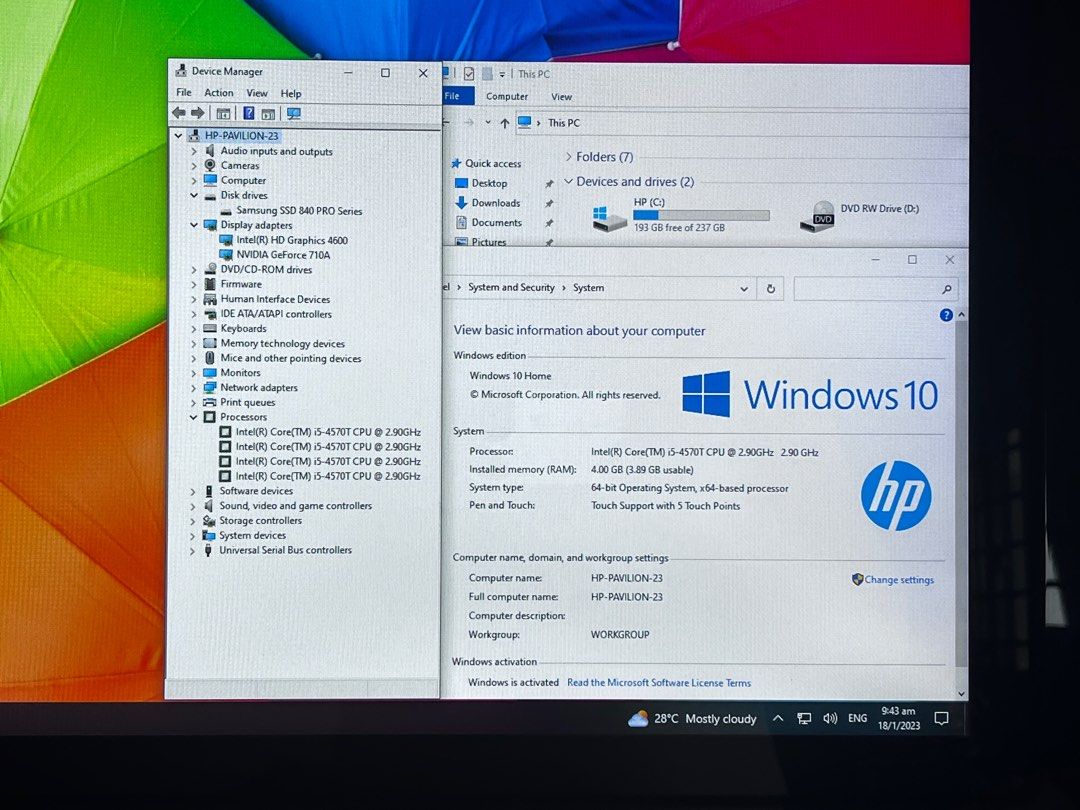 HP Pavilion AiO All-in-One 23" inch FHD TouchScreen budget WFH HBL ...