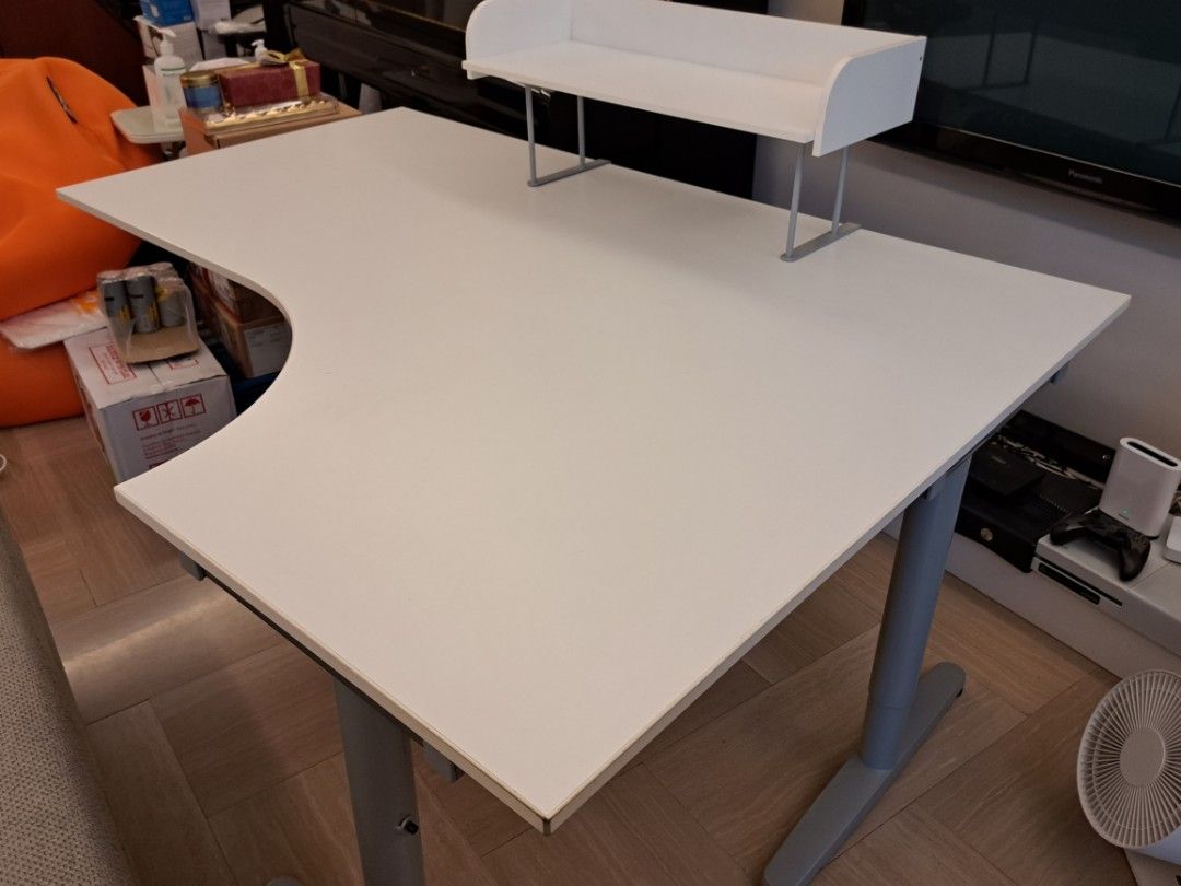 IKEA L-shaped Study Table with detachable shelf, Furniture & Home ...
