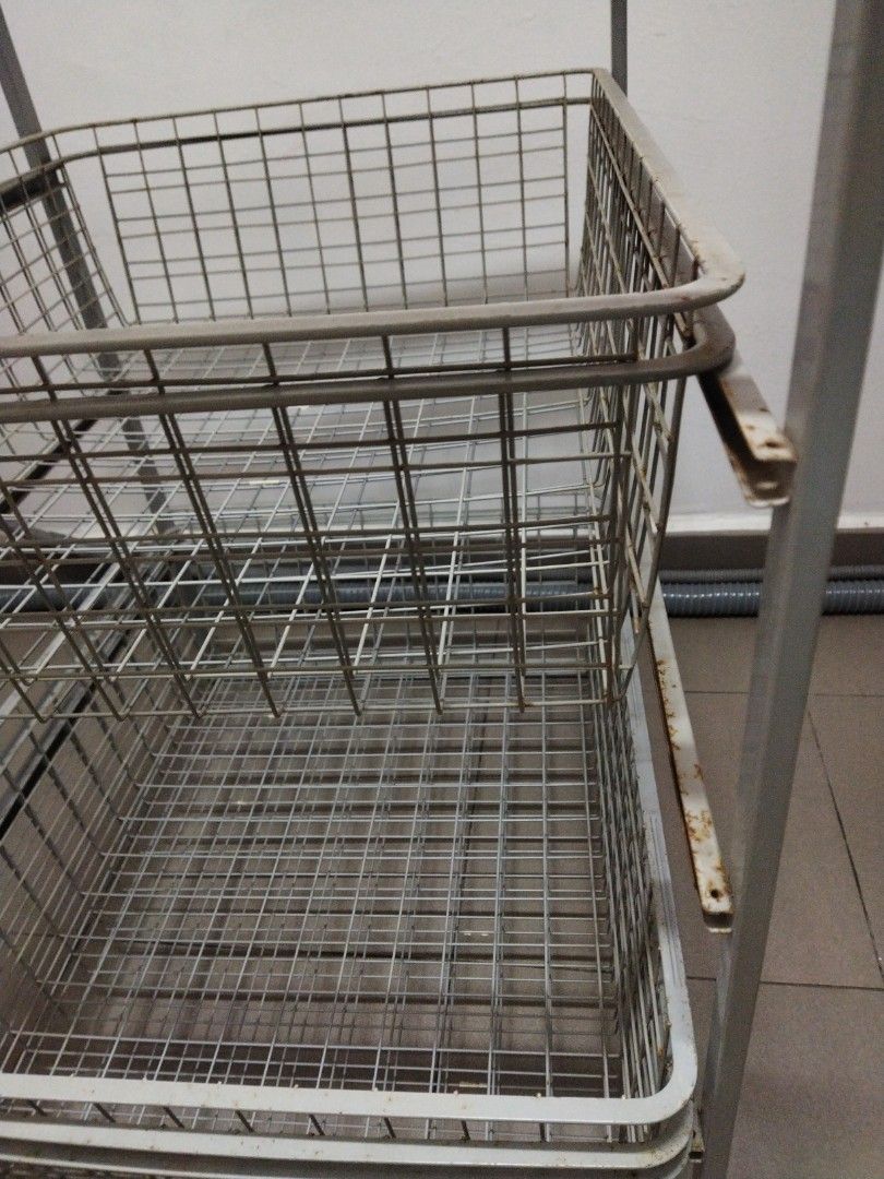 IKEA metal basket rack, Furniture & Home Living, Furniture, Shelves ...