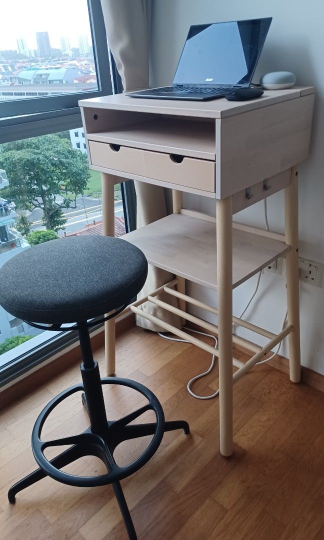 IKEA "WFH"" standing desk and Active sit/stand stool, Furniture & Home Living, Furniture, Tables ...
