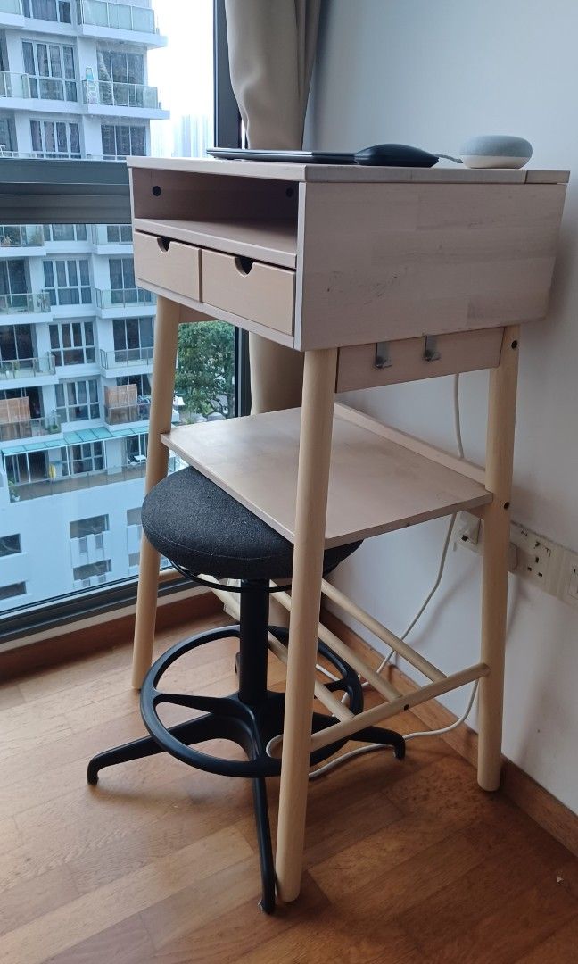 IKEA "WFH"" standing desk and Active sit/stand stool, Furniture & Home Living, Furniture, Tables ...