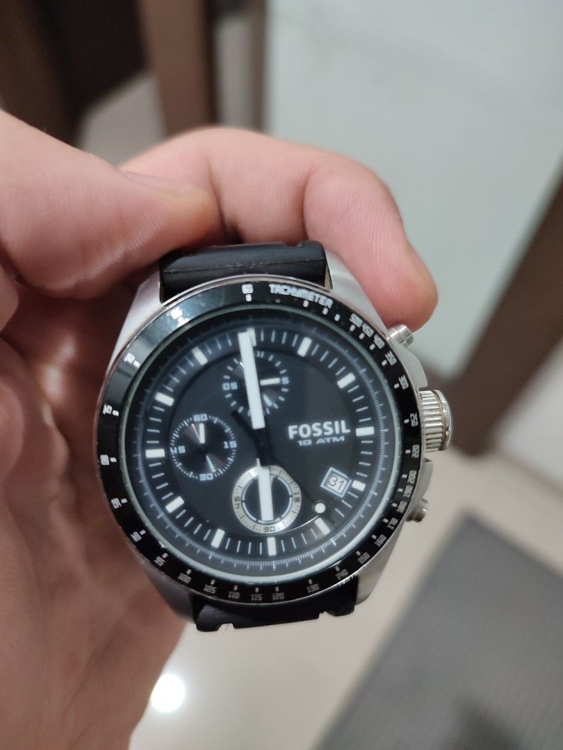 Jam Fossil Ch2573 Decker Chronograph Rubber Strap Mens Fashion Mens