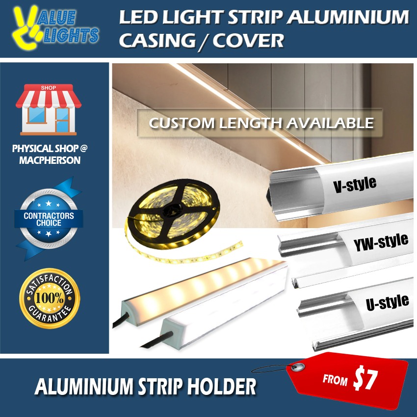 LED Strip Light Aluminium Casing Light Strip Cover Fitting Holder ...
