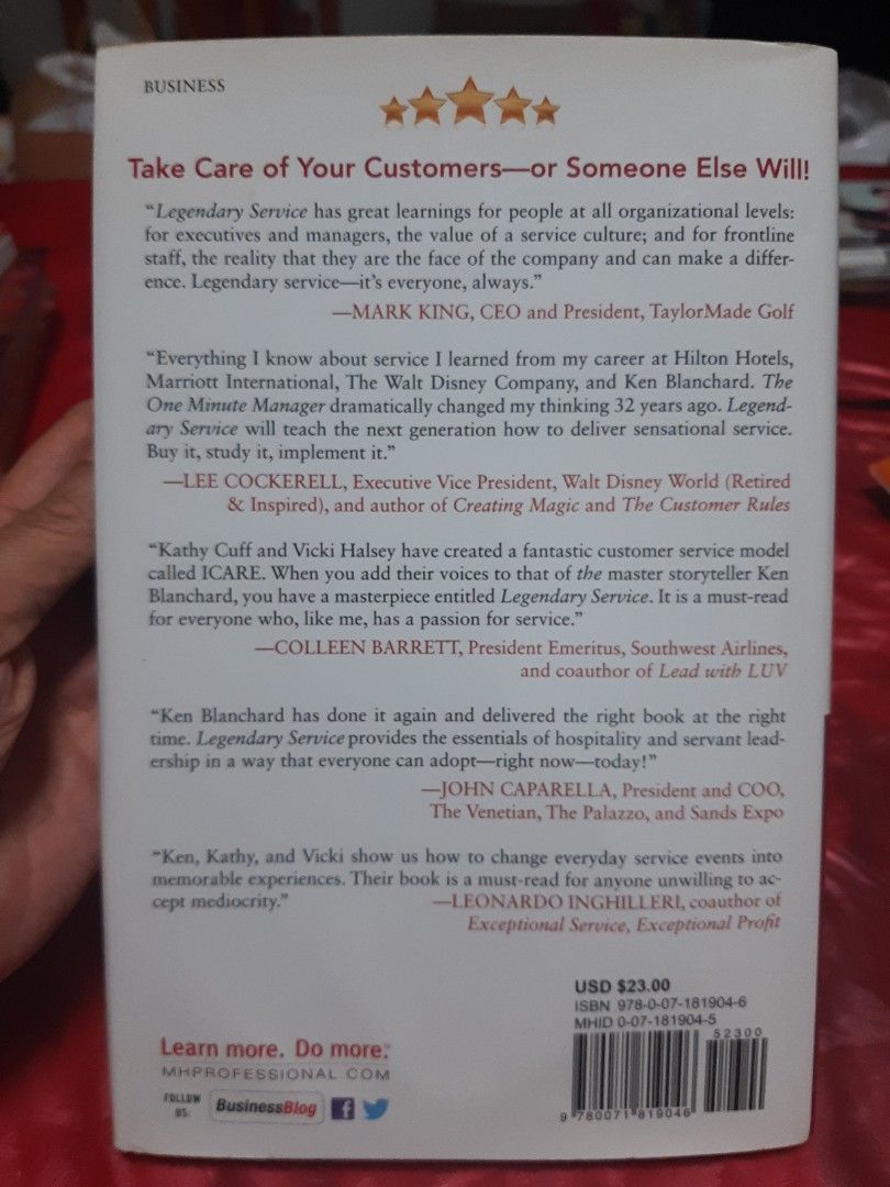 Legendary Service. The key is to care. Ken Blanchard, Hobbies & Toys ...