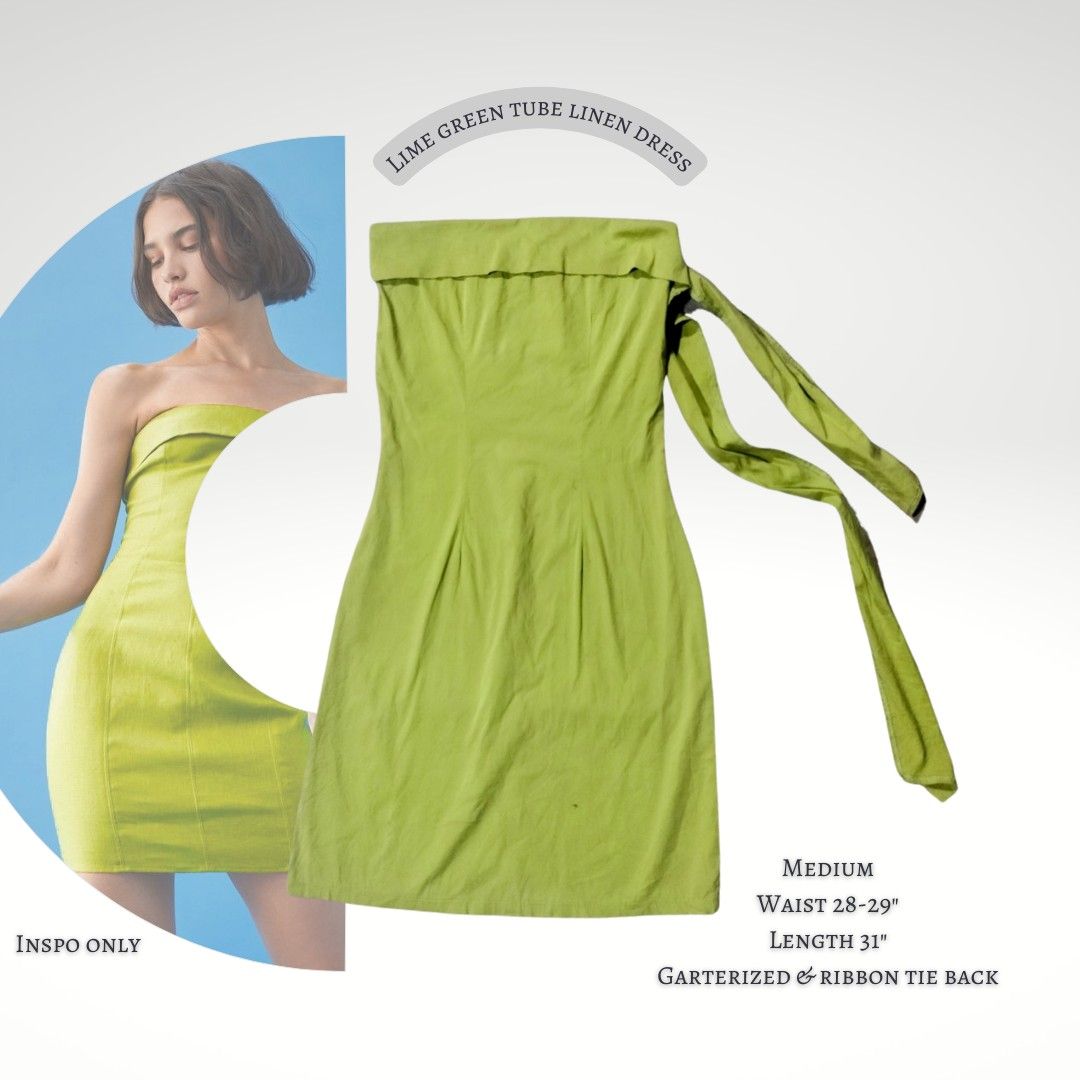 Lime Linen Tube Dress, Women's Fashion, Dresses & Sets, Dresses on ...