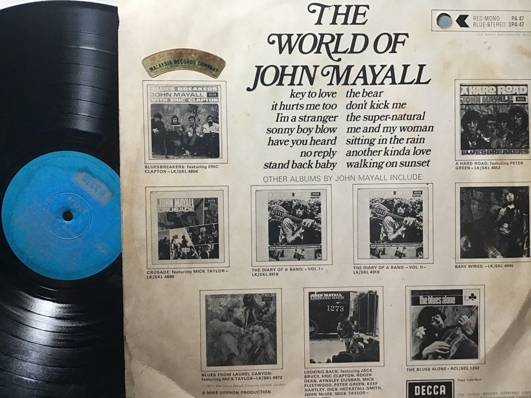 LP The World of John Mayall OOP DECCA VINYL RECORD Anubis Blues Rock Piring Hitam, Hobbies ...