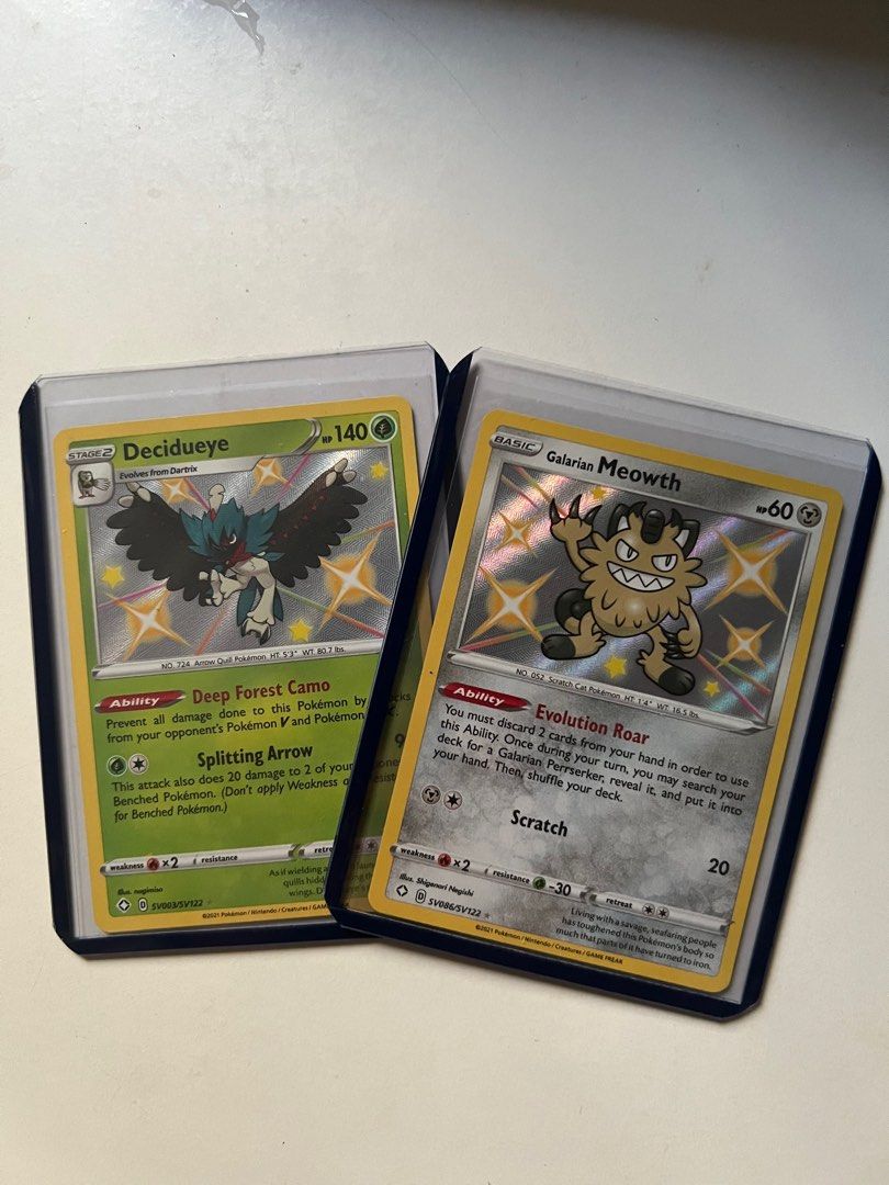 meowth & decidueye baby shiny pokemon cards, Hobbies & Toys, Toys ...