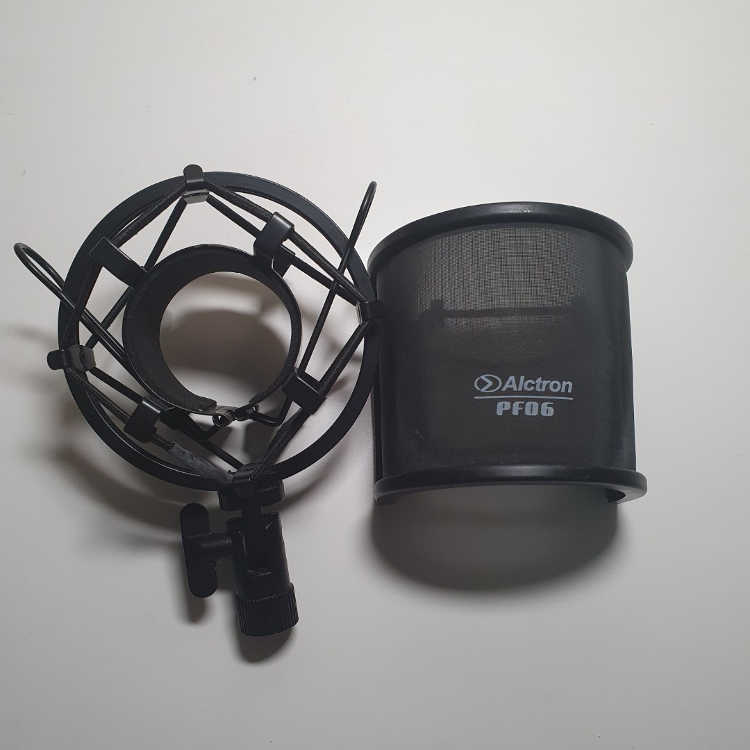 Microphone Pop mesh filter and shock mount audio anti vibration sound ...