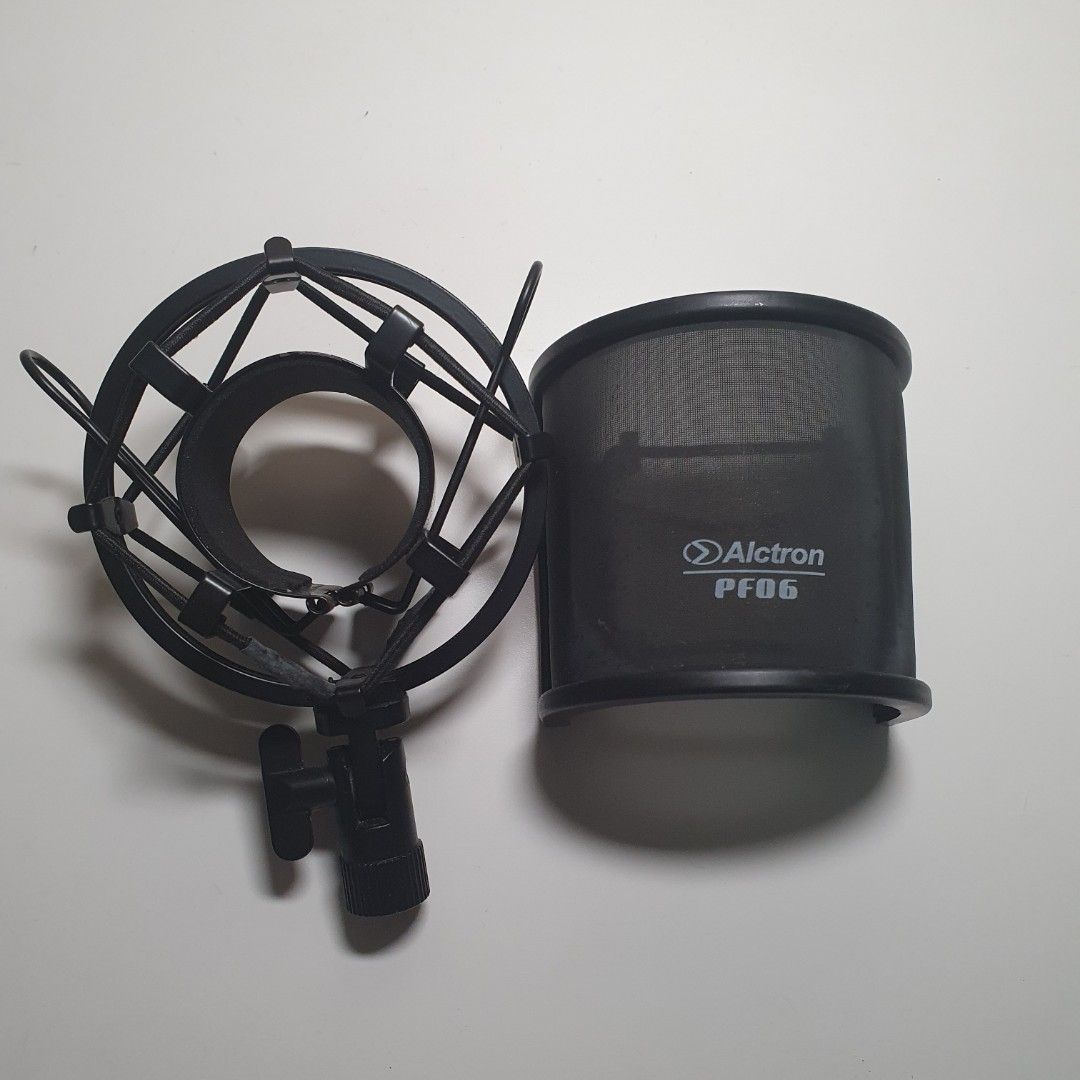 Microphone Pop mesh filter and shock mount audio anti vibration sound ...