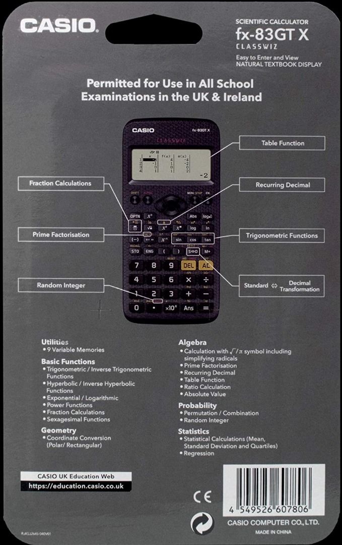 New Casio FX-83GTX Scientific Calculator, Black, Hobbies & Toys ...