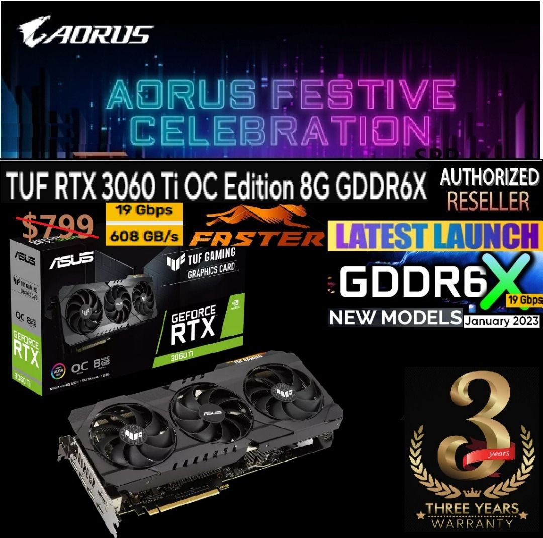 [NEW VERSION]ASUS TUF Gaming RTX 3060 Ti OC Edition 8G GDDR6X[Faster ...