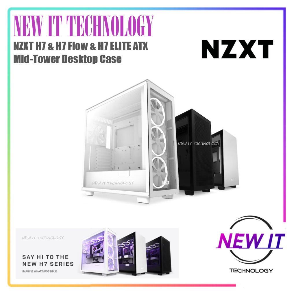 NZXT H7 & H7 Flow RGB & H7 Elite ATX Mid-Tower Desktop PC Casing Case ...