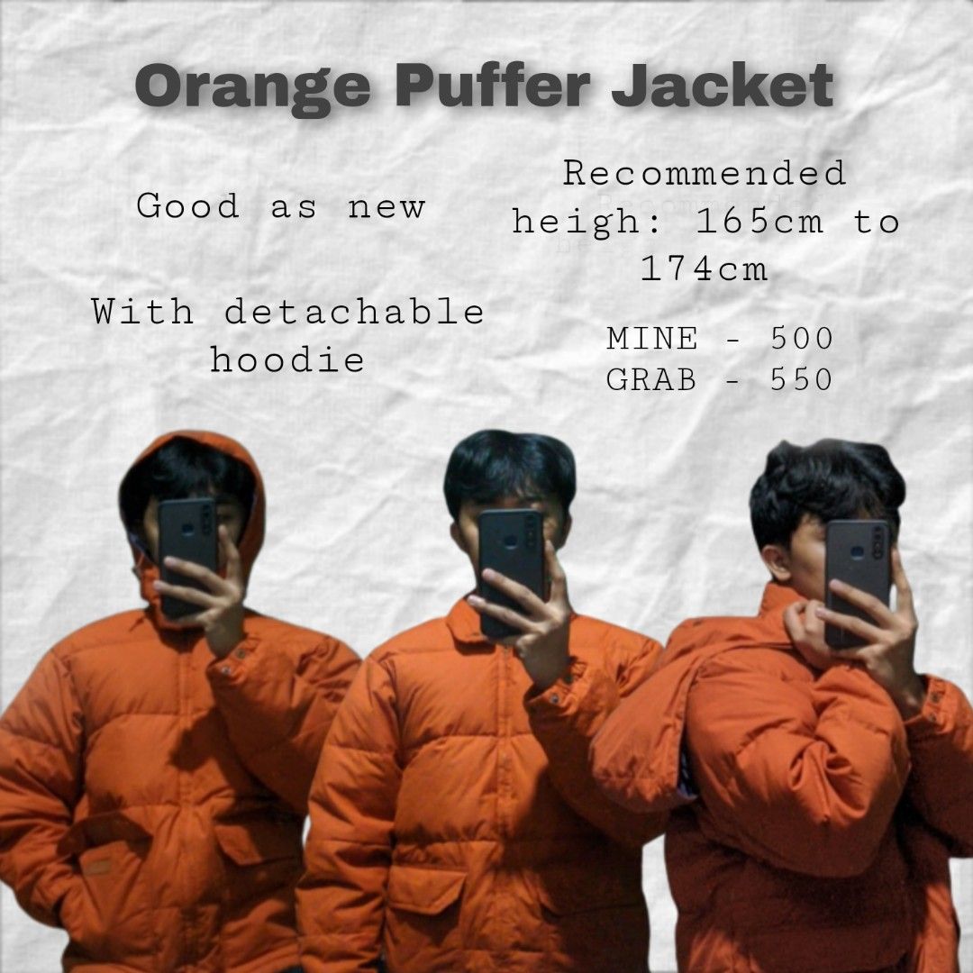 Orange Puffer Jacket, Luxury, Apparel on Carousell
