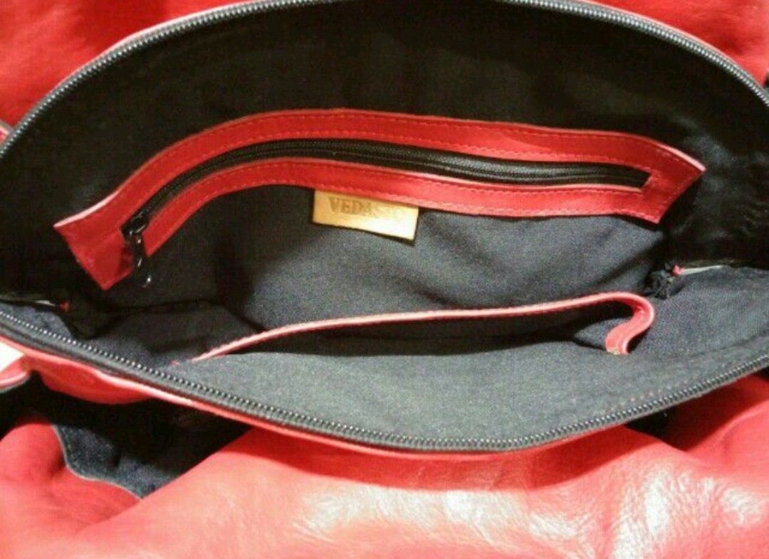 Original Red Vedasto Leather Ladies' Shoulder Bag, Women's Fashion ...