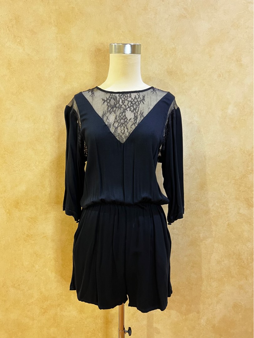 Paulina Katarina Romer Jumpsuit Hitam Lance Brukat Romper, Fesyen ...