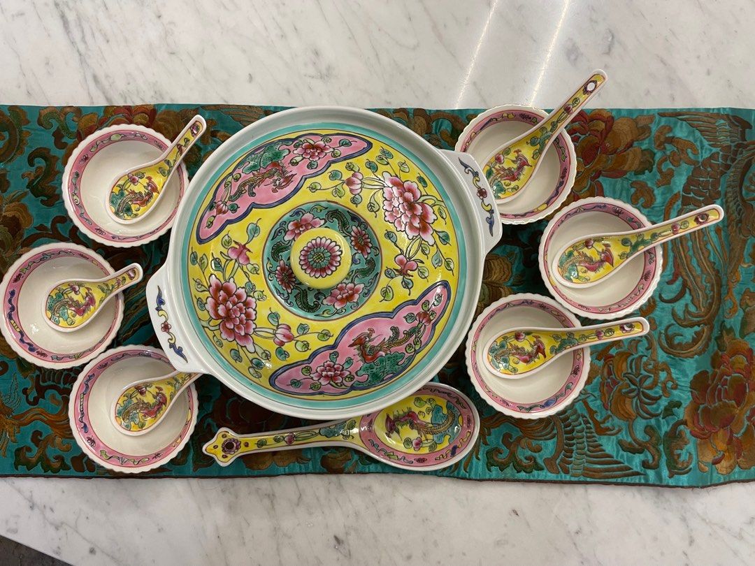Peranakan Soup Casserole Set, Furniture & Home Living, Kitchenware ...