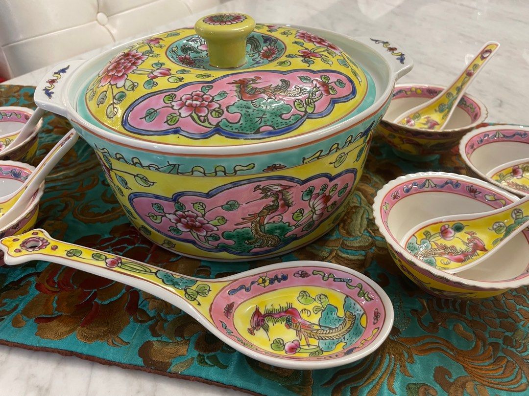 Peranakan Soup Casserole Set, Furniture & Home Living, Kitchenware ...
