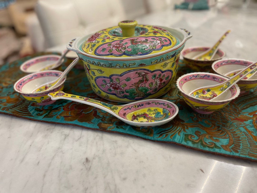 Peranakan Soup Casserole Set, Furniture & Home Living, Kitchenware ...