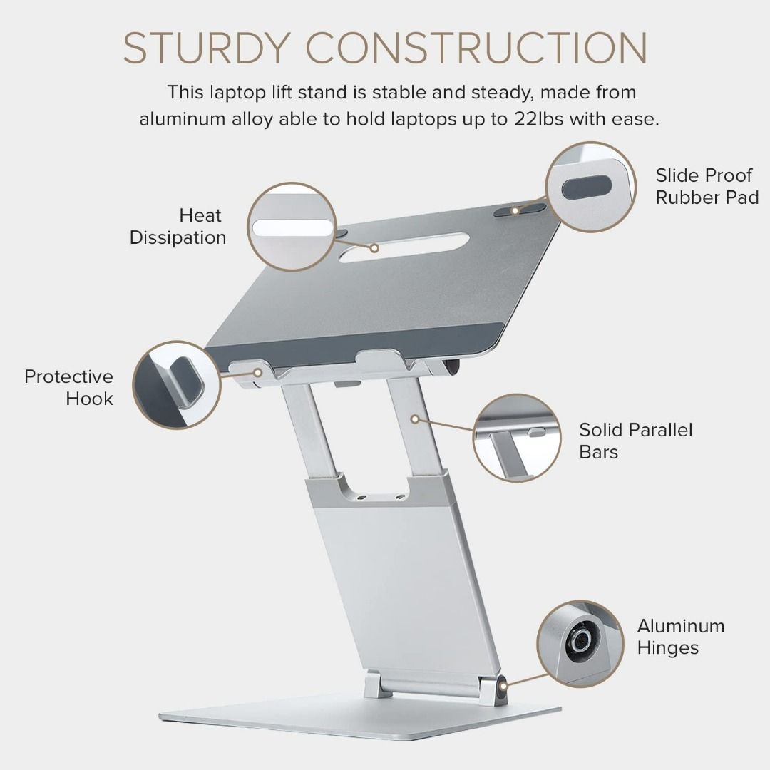 POUT EYES 3 LIFT- A Height Adjustable Aluminum Standing Laptop Riser ...