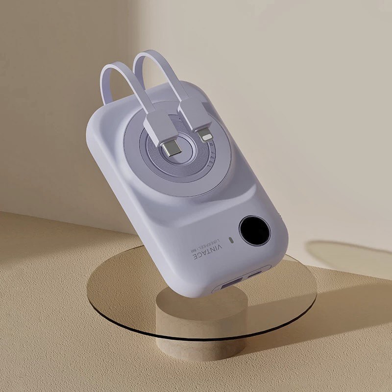 Power Bank Magnetic Wireless 10000mAh Vintage Camera Retro Design ...