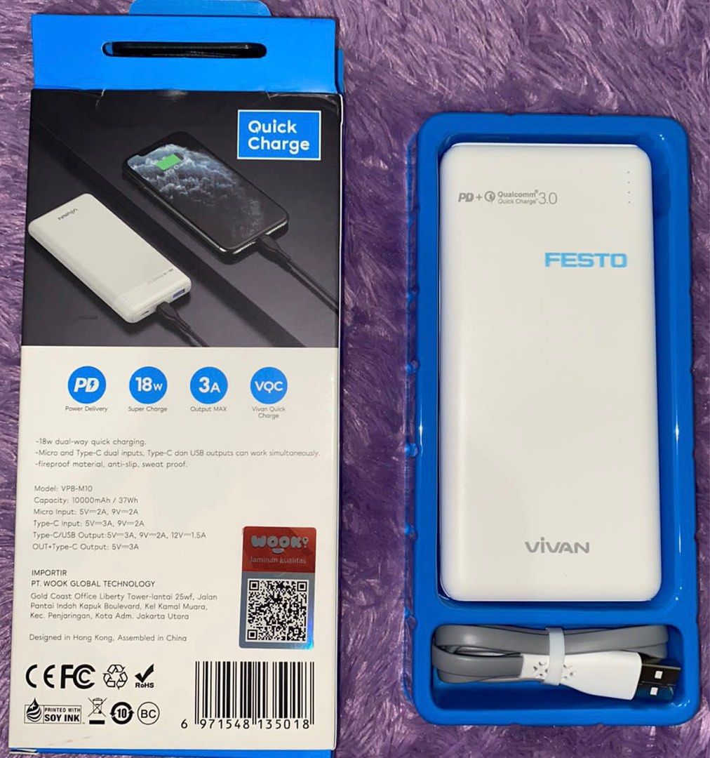 Power Bank Vivan 10000 Mah 18 Oppo Robot Miniso Samsung, Telepon ...