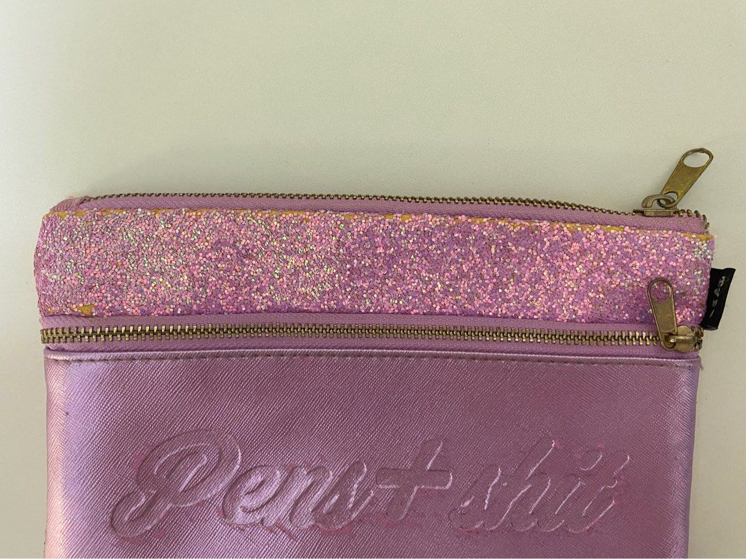 Purple & Pink Glitter Typo Pencil Case, Hobbies & Toys, Stationery ...