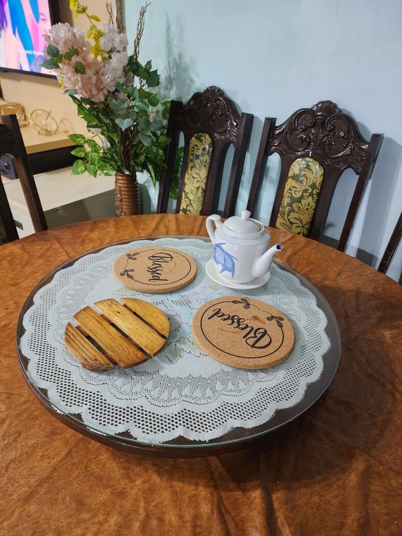 ROUND NARRA DINING TABLE SET WITH 6 CHAIRS, Furniture & Home Living ...