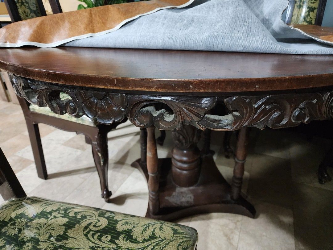 ROUND NARRA DINING TABLE SET WITH 6 CHAIRS, Furniture & Home Living ...