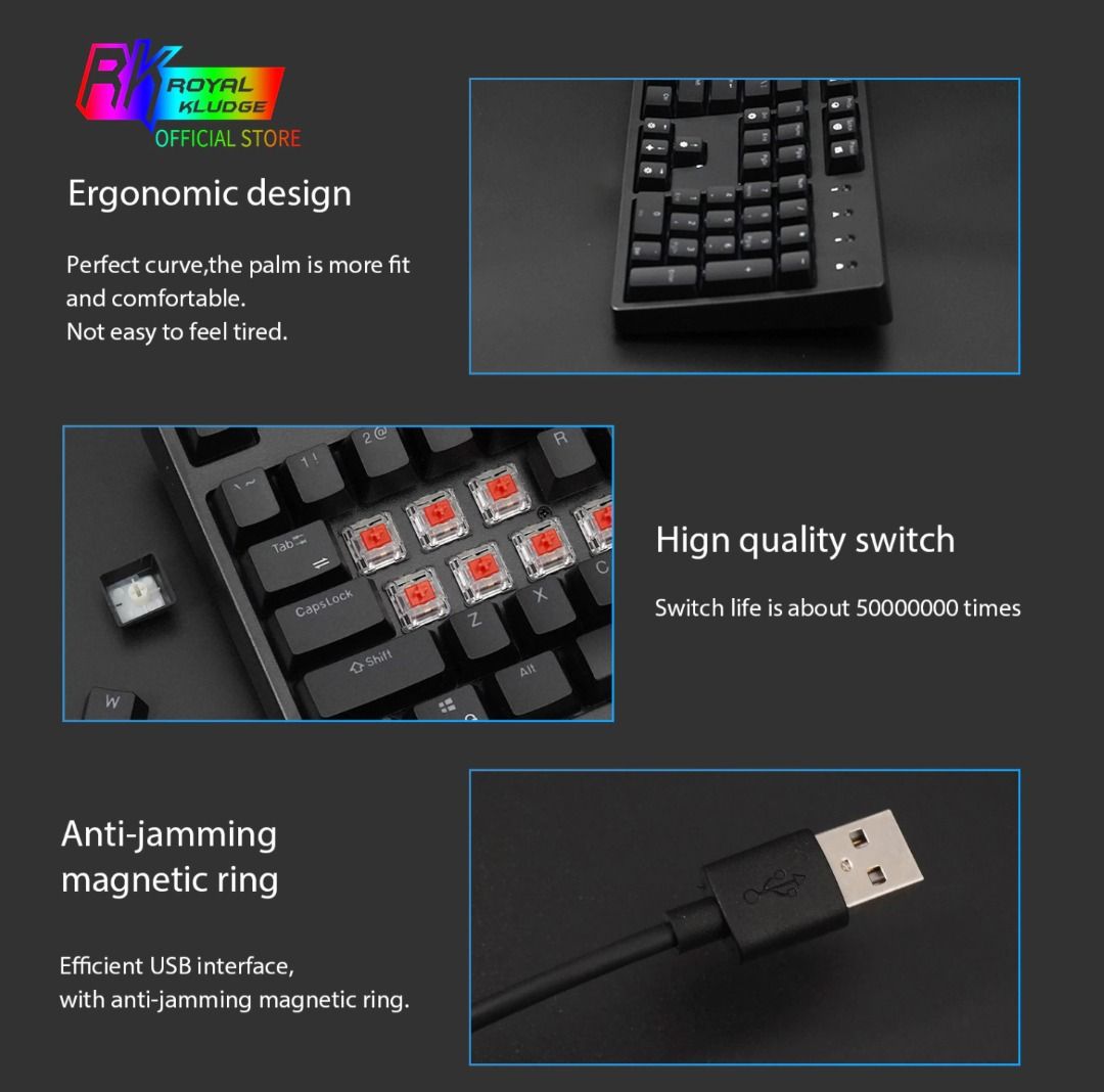 Royal Kludge - RK987 Wireless Mechanical Keyboard (104 Keys), Computers ...