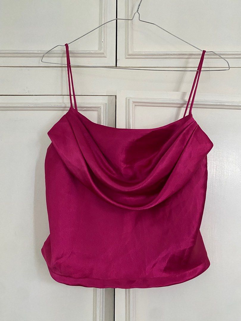 Satin pink top, Women's Fashion, Tops, Sleeveless on Carousell