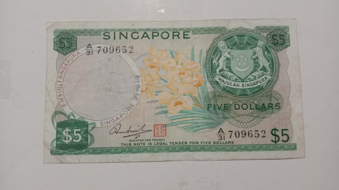 Singapore Orchid $5 Banknote, Hobbies & Toys, Memorabilia ...