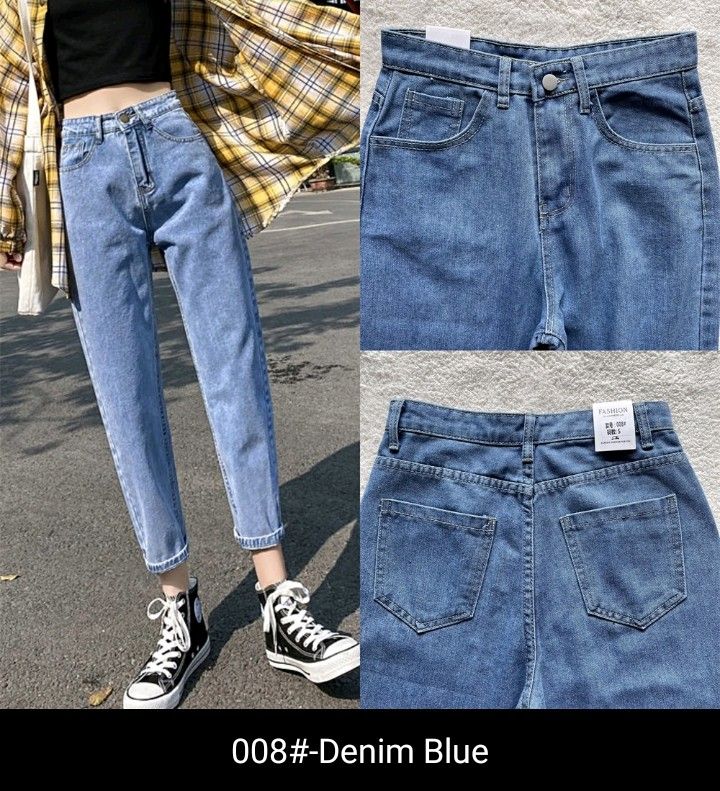 Soft Denim Blue Pants Boyfriend Jeans, Women's Fashion, Bottoms, Jeans ...