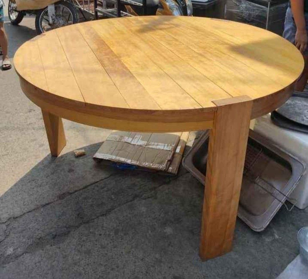 Solid Wood Round Table, Furniture & Home Living, Furniture, Tables ...