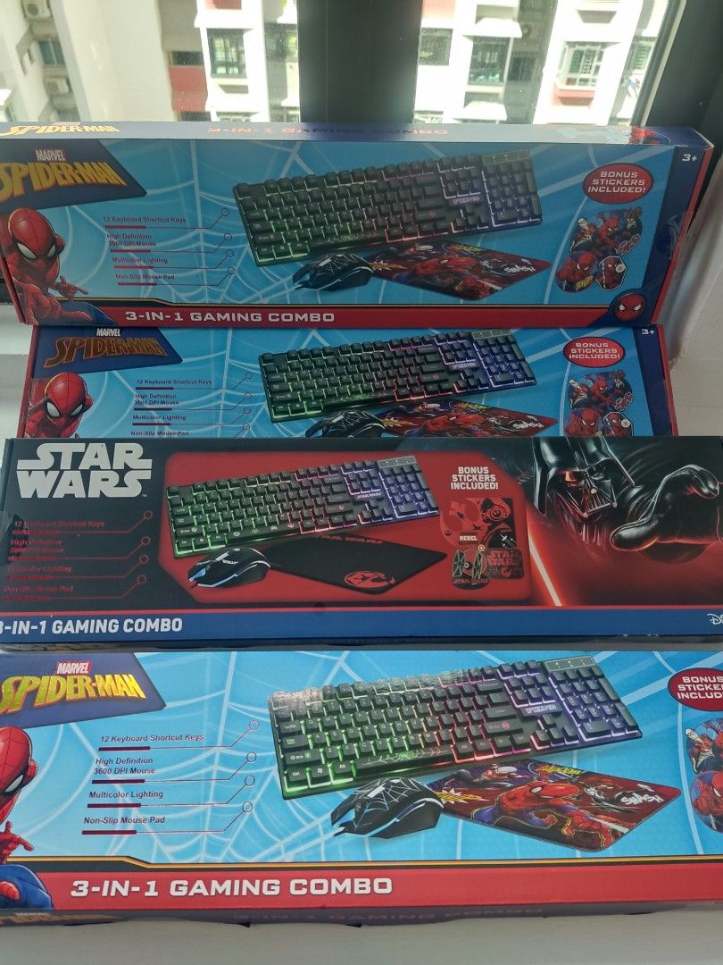 Spider man and star wars RGB keyboard mouse and mouse pad . 3 in 1 ...