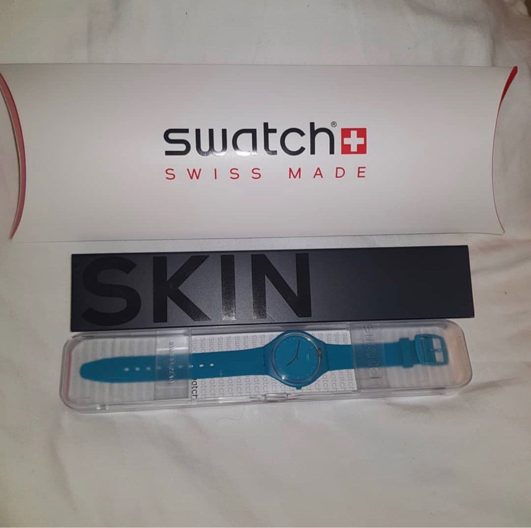 Swatch skin blue watch, Luxury, Watches on Carousell
