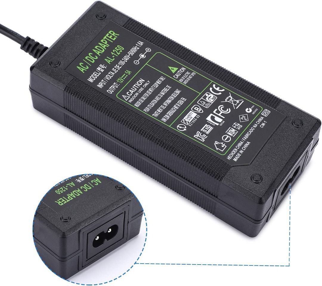 T9119 DC 12V 5A/ 3A Power Supply Adaptor 60W 36W, AC 100-240V to DC 12 ...