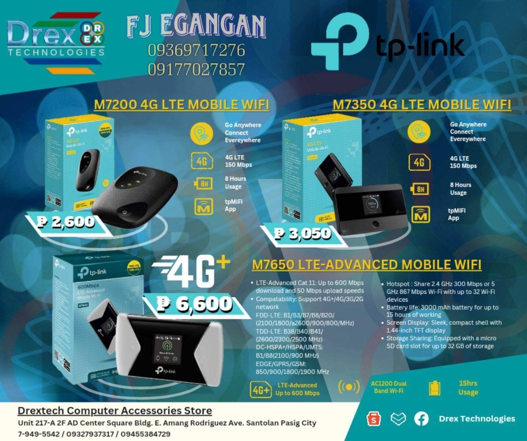 TP-Link Pocket Wifi | Tplink Mobile Wi-fi (4G / LTE POCKET WIFI ...