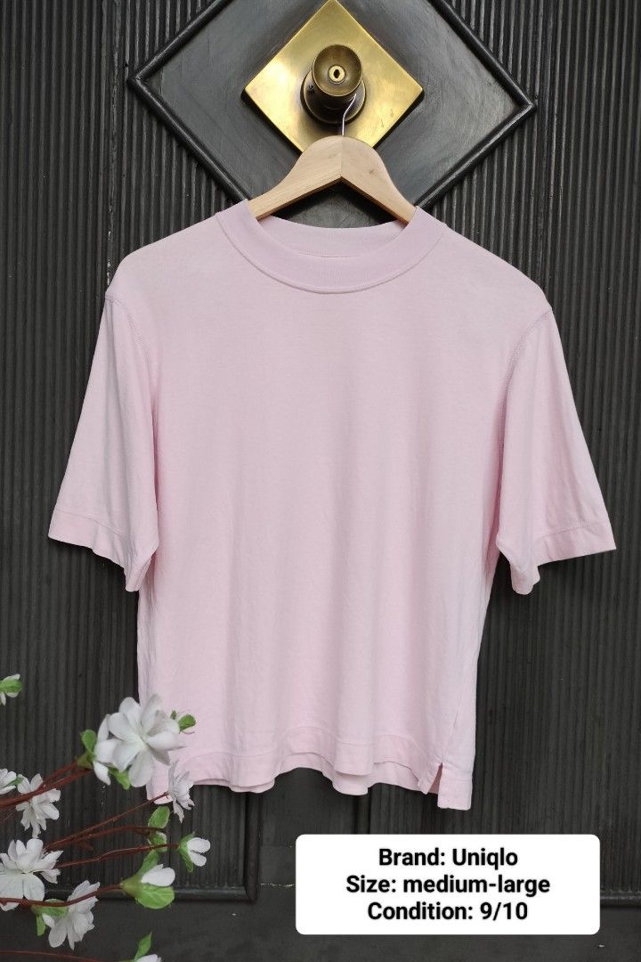 Uniqlo Light Pink Semi HighneckTop, Women's Fashion, Tops, Blouses on ...