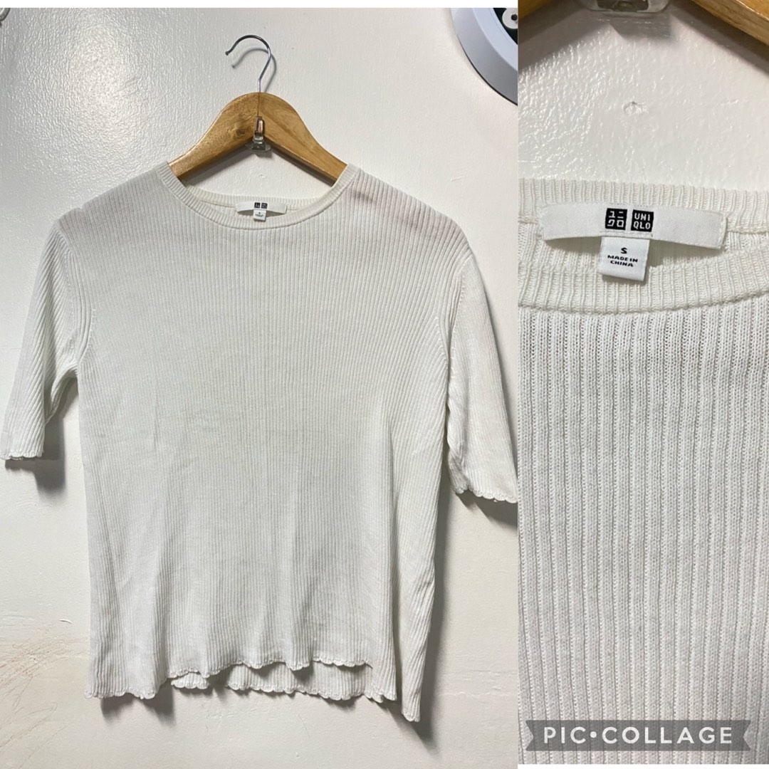 Uniqlo ribbed, Women's Fashion, Tops, Blouses on Carousell