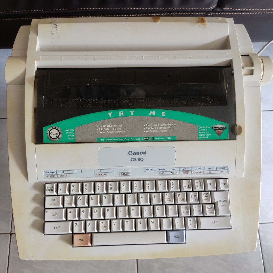[VINTAGE] Canon QS110 Personal Typewriter, Computers & Tech, Office ...