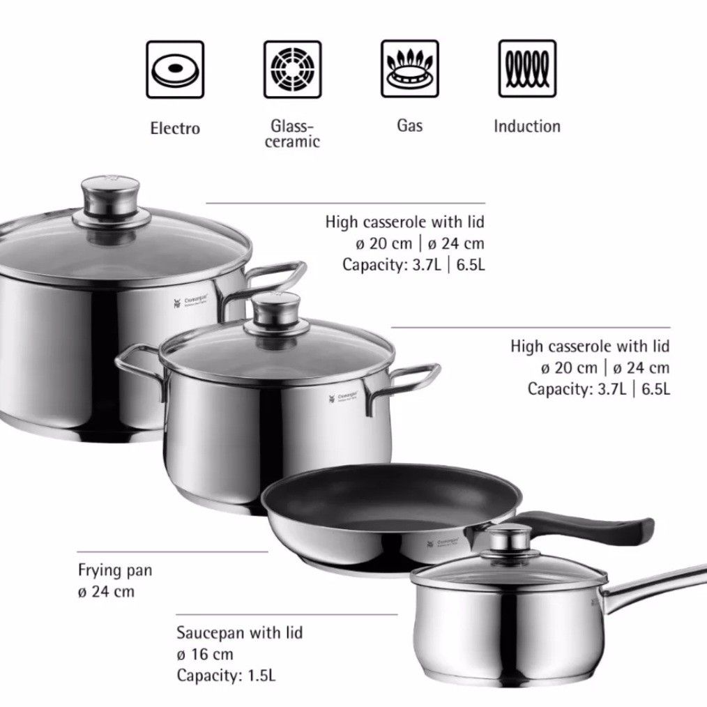 WMF Diadem Pot Set 4 Pieces, Furniture & Home Living, Kitchenware ...