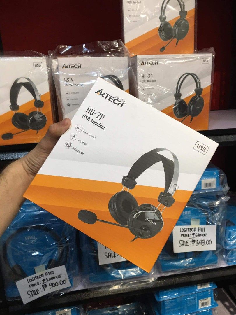 A4Tech HU-7P Comfort Fit Stereo USB Headset, Audio, Headphones ...