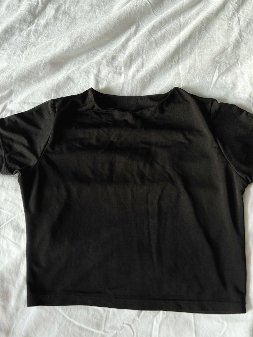 Basic Black Top, Women's Fashion, Tops, Blouses on Carousell