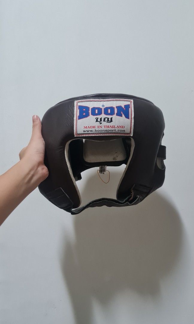 BOON Sport Muay Thai Headgear (brown leather), Sports Equipment, Other ...