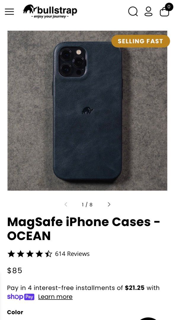 Bullstrap Leather Case For Iphone 13 Pro Max Ocean BNOB, Telepon ...