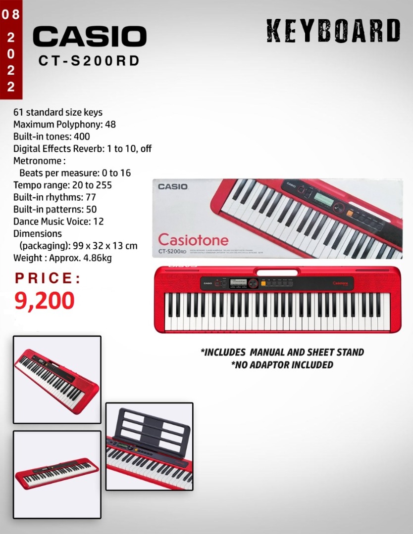 casio CT-S200RD keyboard, Hobbies & Toys, Music & Media, Musical ...