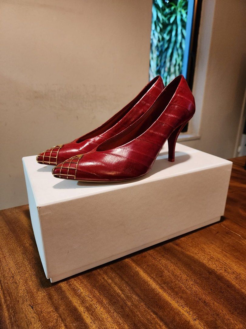 Celine Paris red high heels, Women's Fashion, Footwear, Heels on Carousell
